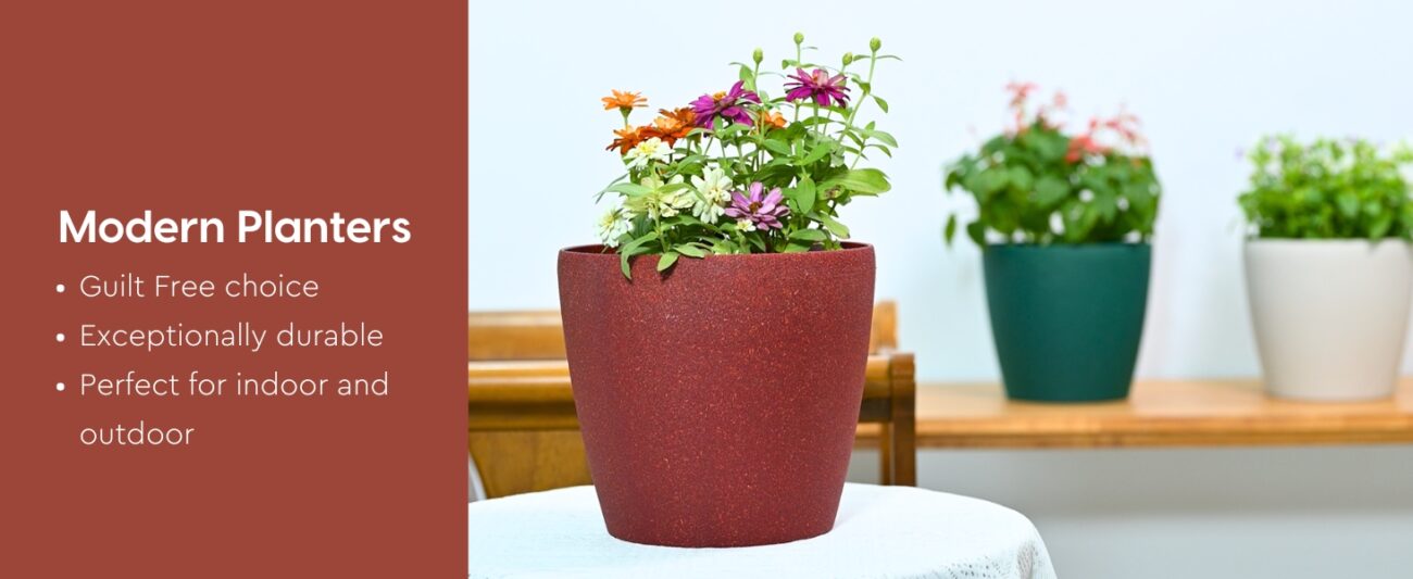 Earth-Friendly Deco Wheeled Planters 12 Inch set of 4 | Self Watering ...