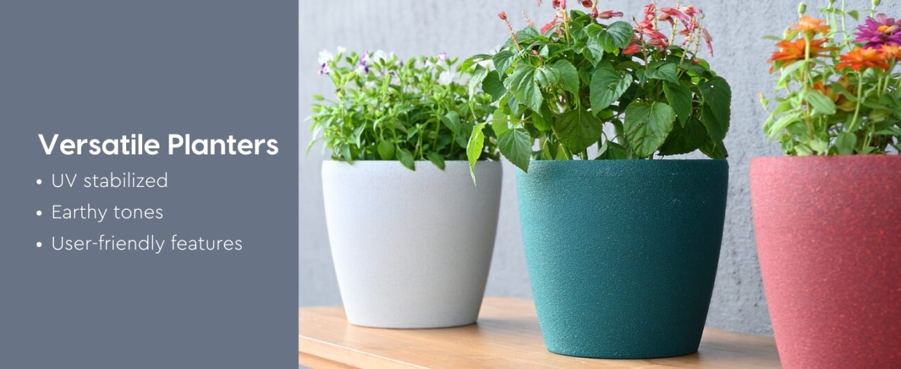 Earth-Friendly Deco Wheeled Planters 12 Inch set of 4 | Self Watering ...