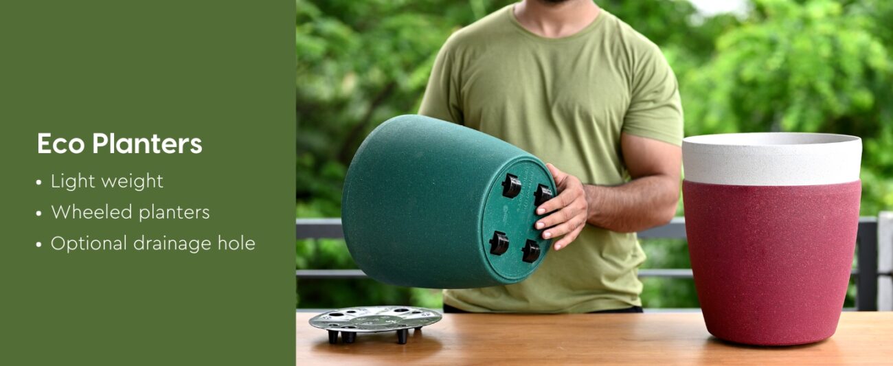 Earth-Friendly Deco Planters 9 Inch set of 2 | Bamboo Based Pots and ...